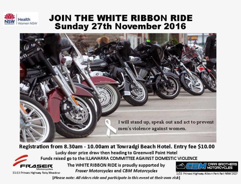 White Ribbon Ride - Fraser Motorcycles Transparent PNG - 888x606 - Free ...