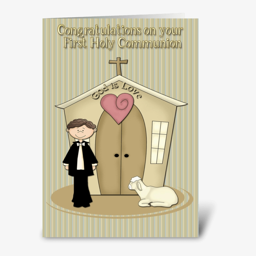 First Communion, Boy, Church, Lamb Greeting Card - Communion ...
