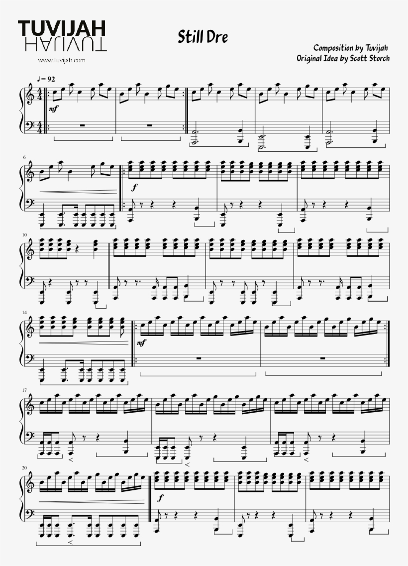 Still Dre Sheet Music Composed By Composition By Tuvijah - Ноты Still ...