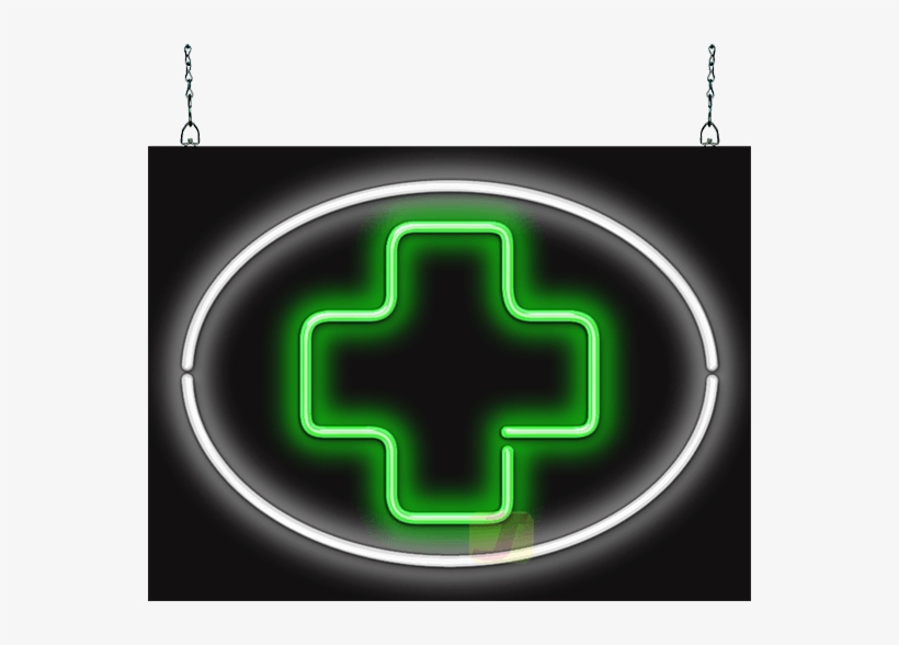 Medical Cross Inside Circle Neon Sign - Medicine Transparent PNG ...