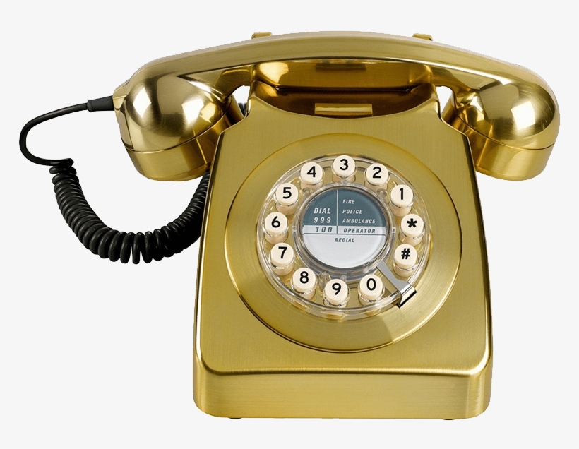 Gold Phone No Background Transparent Image - 1960s Retro Style Desk ...