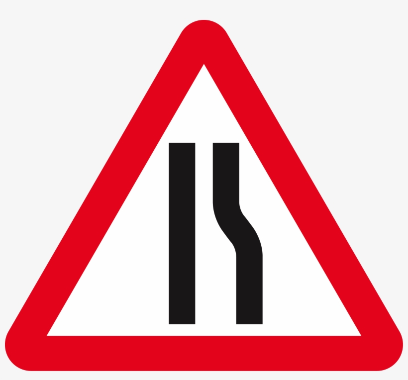 Download Singapore Road Signs - Road Narrows On Right Sign - HD ...