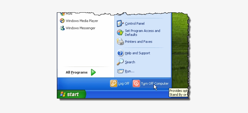 Download Windows Xp Taskbar Png - Start And Shutdown A Computer - HD ...