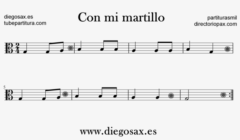 Con Mi Martillo Partitura En Sol Mayo Para Viola En - Clave De Si Bemol ...