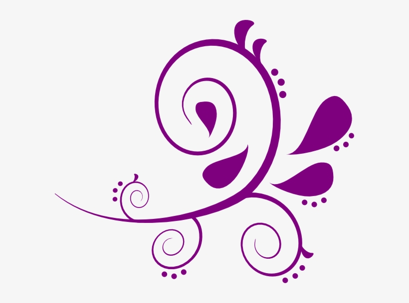 Purple Paisley Border Clipart - Purple Swirls Transparent PNG - 600x529 ...