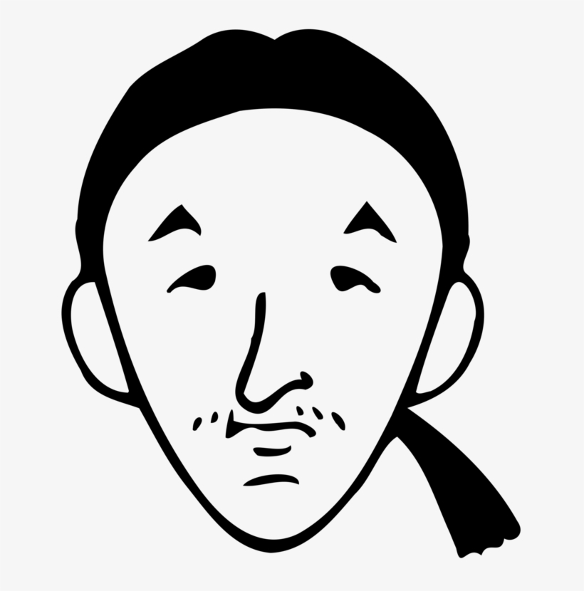 Ponytail Cartoon Beard Silhouette Hair - Man With Ponytail Cartoon ...