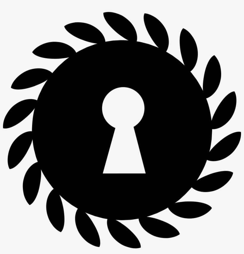 Keyhole Shape Inside A Circle With Leaves On The Border - Vector ...