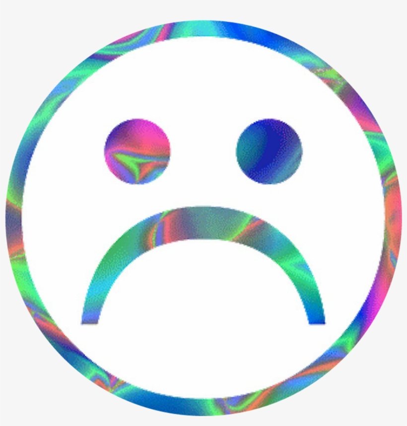 Download Sadface Smiley Sticker By Doublechin - Vaporwave Sad Face Png ...