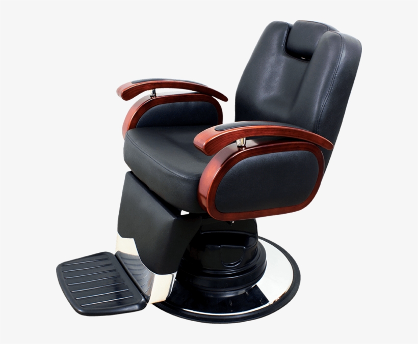 Barber Chair With Wood Armrest Transparent PNG - 600x596 - Free ...