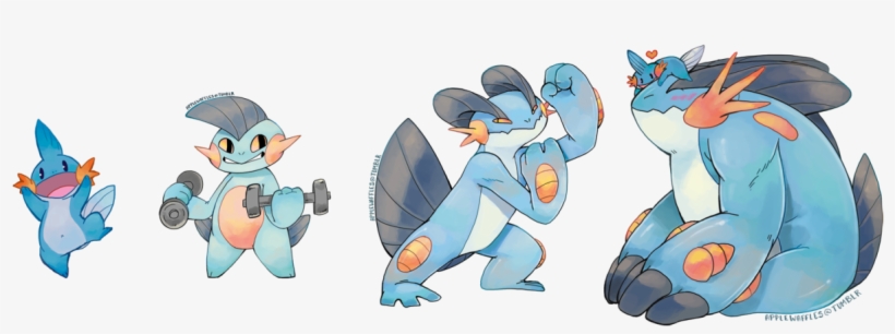 Mudkip, Marshtomp, Swampert Y Mega Swampert - Mudkip Y Evoluciones ...