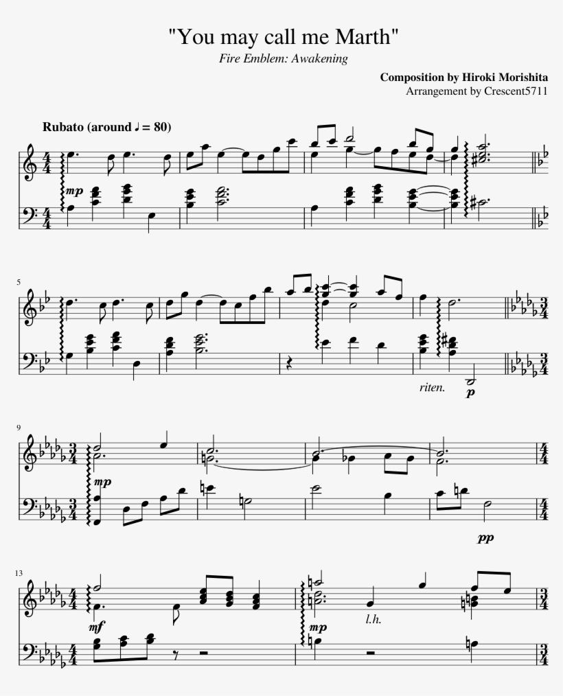 "you May Call Me Marth" Sheet Music Composed By Composition - You May ...