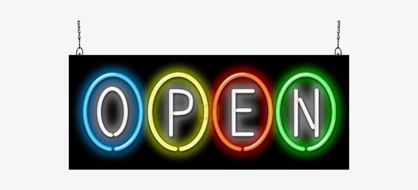 Open Neon Sign With Circle Borders - Neon Transparent PNG - 550x294 ...