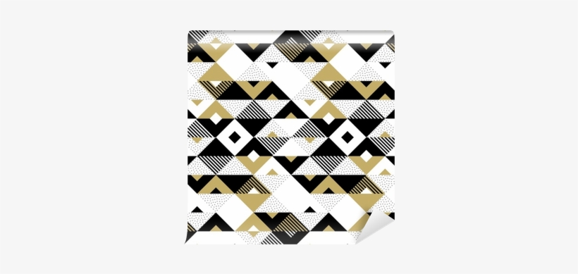Triangle Geometric Abstract Golden Seamless Pattern - Gold Black White ...