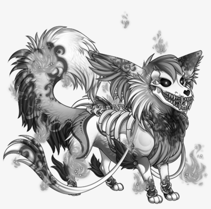 Download Flames Demonic Evil Dark Wolf Skeletal Skeleton Skull ...