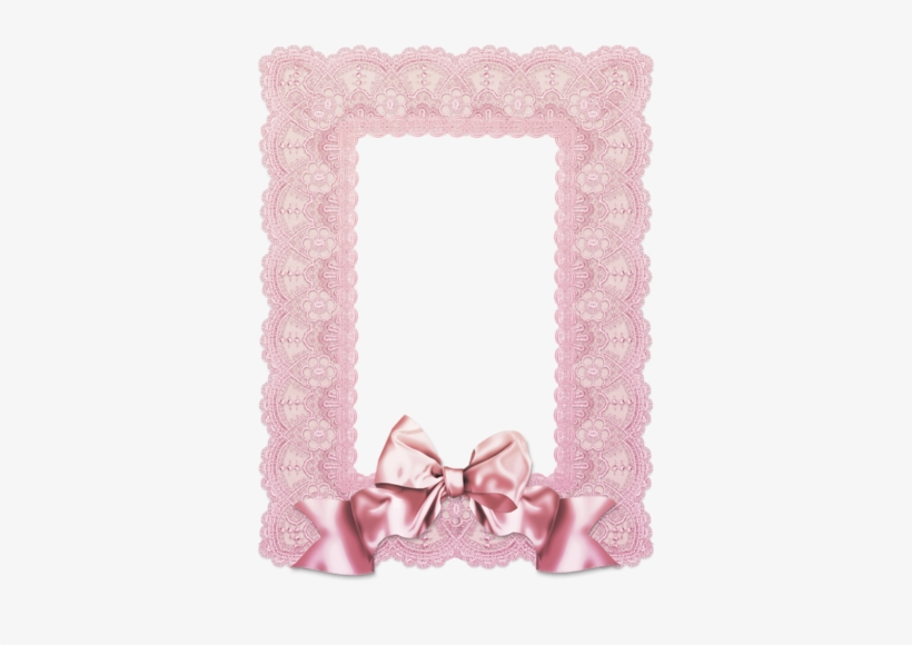 Frame With Pink Lace And Silk Ribbon - Pink Lace Frame Png Transparent ...