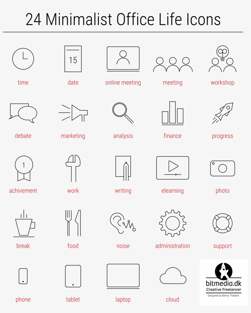 Free Blackline Office Life Icons Example On Usage - Number Transparent ...