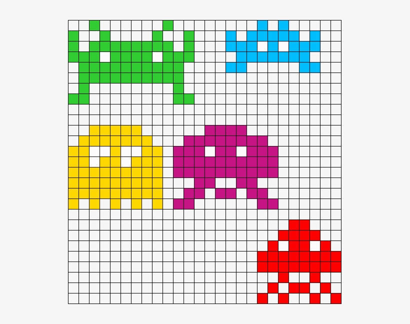 Tiny Space Invader Charms Perler Bead Pattern / Bead - Space Invaders ...