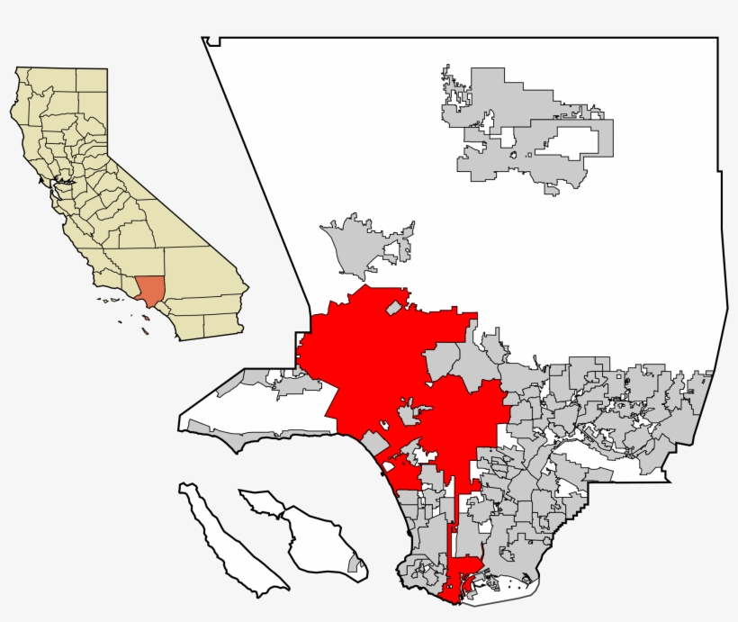 Map Of Los Angeles County Highlighting Los Angeles - Los Angeles City ...