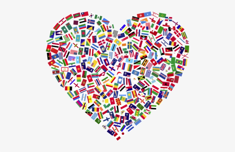 Image Of Heart Filled With Country Flags - Heart Flags Transparent PNG ...