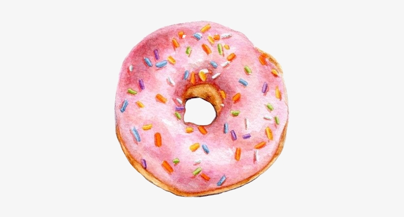 Donuts Donut Pink Watercolor Watercolour Sweet Food - Donut Watercolor ...