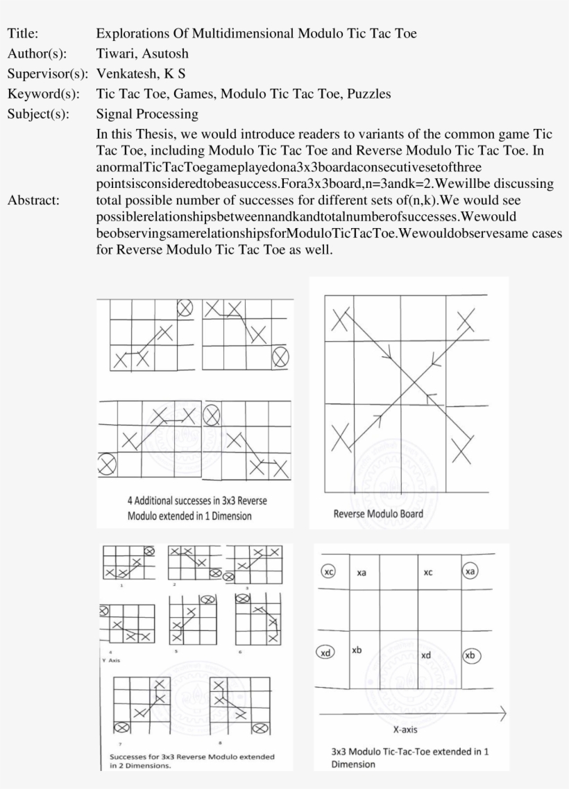 Explorations Of Multidimension Modulo Tic Tac Toe - Diagram Transparent ...