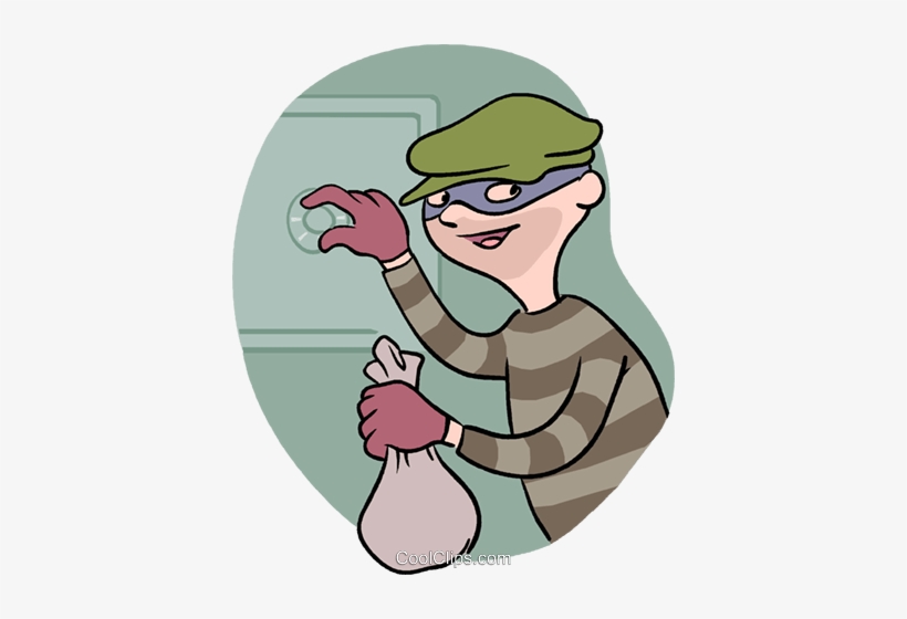 Thief Robbing A Safe Royalty Free Vector Clip Art Illustration - Bowlby ...