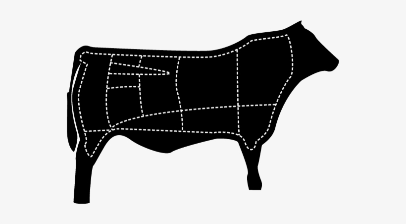 Download Beef Cow Outline With Butchering Cut Lines - Jenniges Meat ...