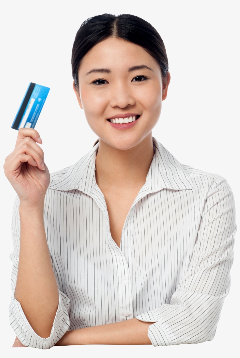 Women Holding Credit Card Png Image - Woman Holding Credit Card ...