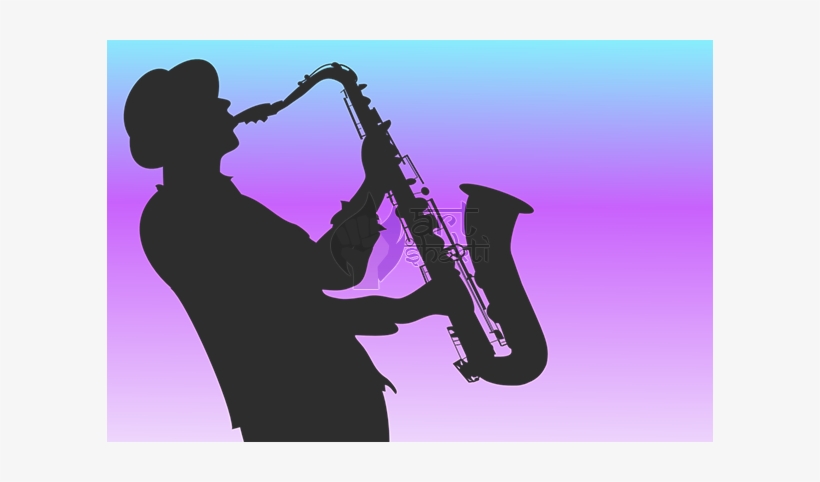 Silhouette Saxophone Player Blue Purple - Saxophonist Transparent PNG ...