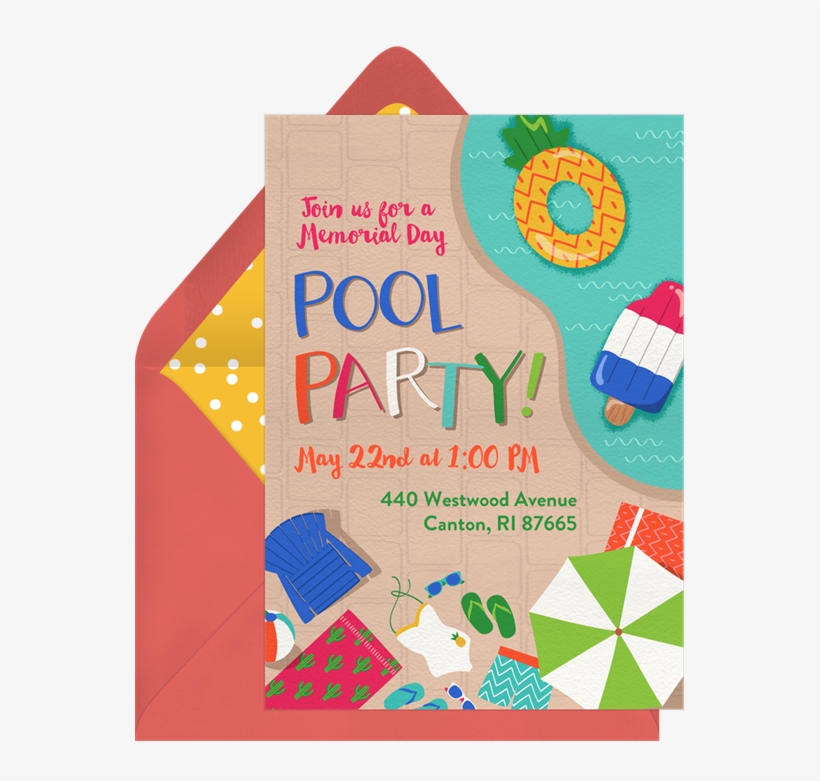 Download Pool Party Invitation Png - Pool Party Invitation - HD ...