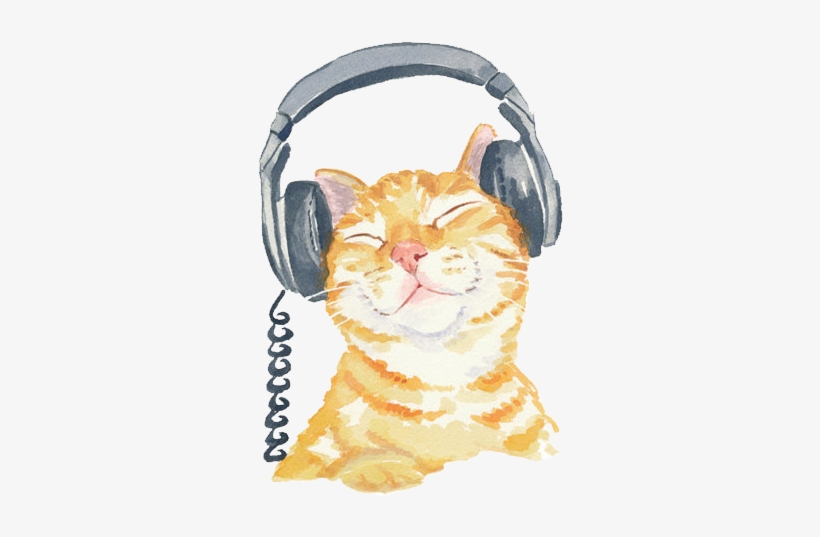 Download Peachy - Cat With Headphones Art - HD Transparent PNG ...