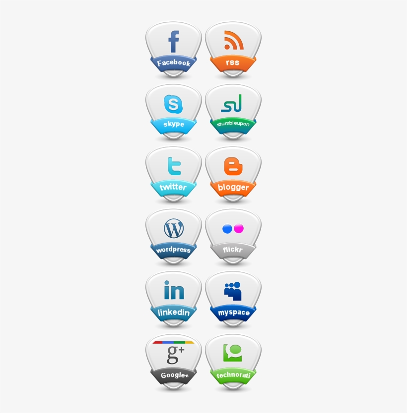 Triangle Badge Style Social Networking Icons - Social Media Icons ...
