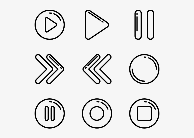 Media Mega Pack Outlined - Media Player Icons Png Transparent PNG ...