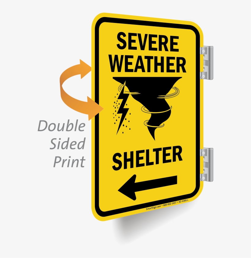 Severe Weather Shelter Left Arrow Double Sided Sign - Myparkingsign ...