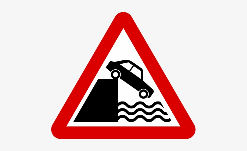Riverbank With No Barrier Ahead - Road Signs Transparent PNG - 479x423 ...