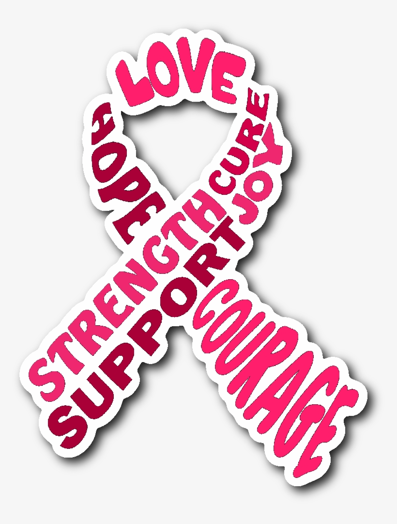 Pink Awareness Ribbon With Words Sticker - Blue Awareness Ribbon ...
