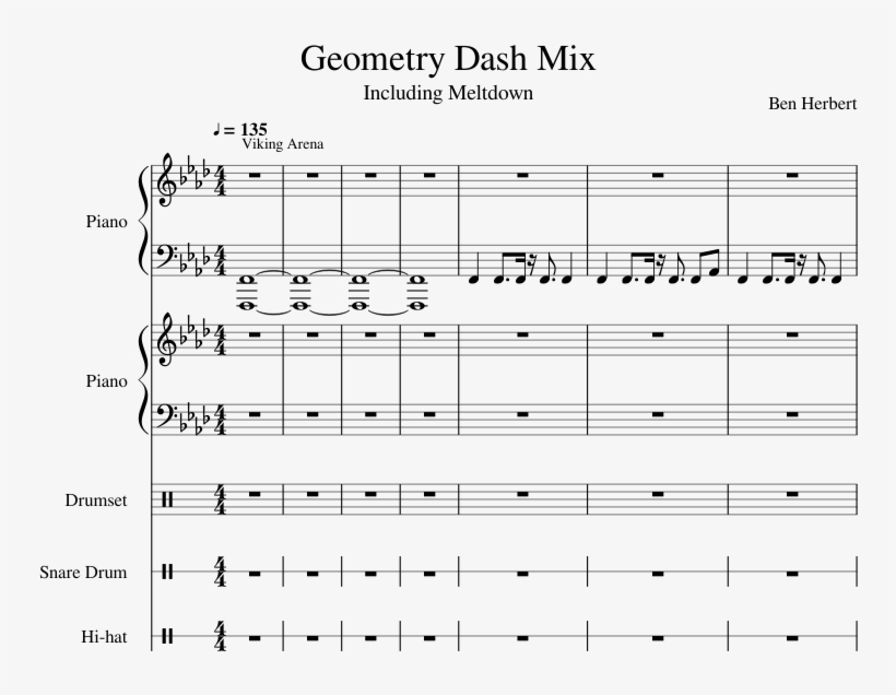 Geometry Dash Mix Sheet Music Composed By Ben Herbert - Aaron Goldberg ...