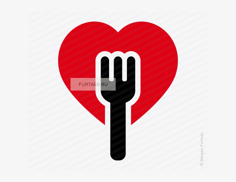 Vector Icon Of Heart With Fork Inside - Healthy Food Vector Png ...