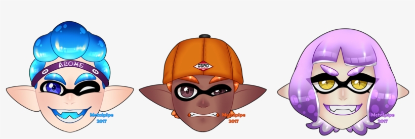 Splatoon - Squiddo Headshots - Cartoon Transparent PNG - 1280x368 ...
