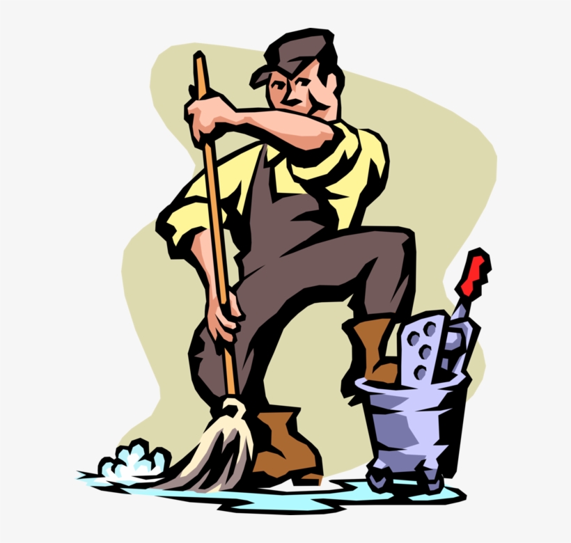 Vector Illustration Of School Janitor Custodian With - Joe Shit The Rag ...