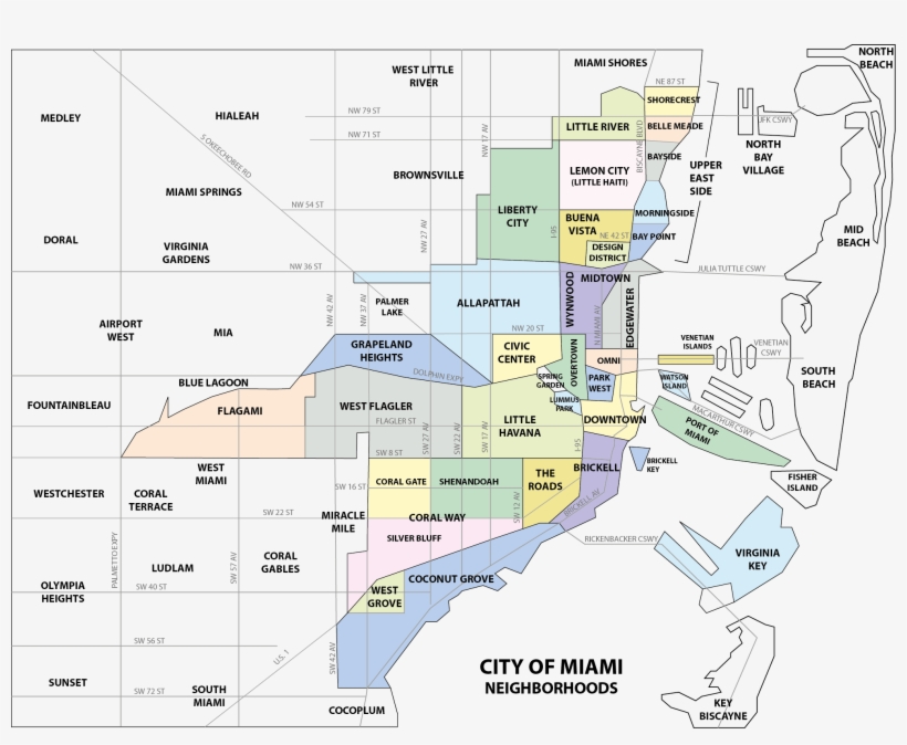 Download Mapa De Zonas De Miami - HD Transparent PNG - NicePNG.com
