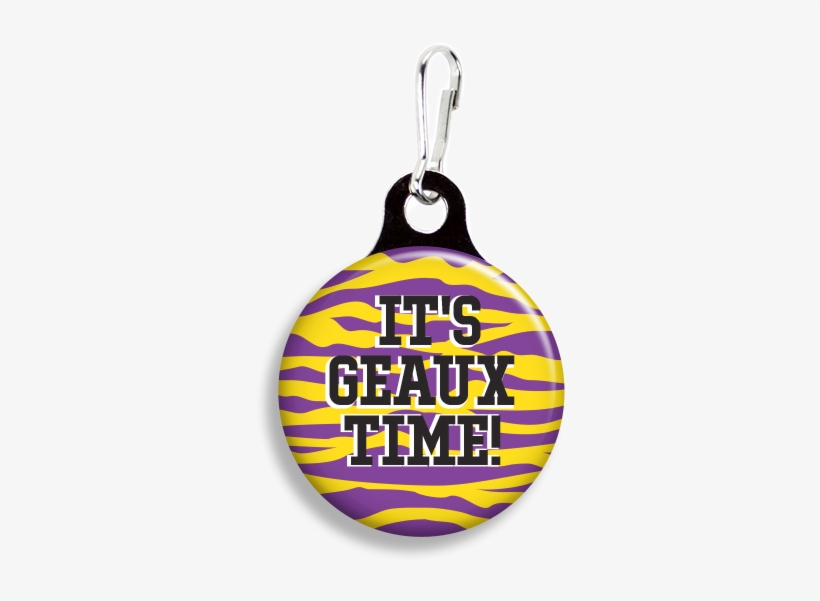 Lsu It's Geaux Time - Promotional Zoogee 1-1/8 Round Metal Zipper Pull ...
