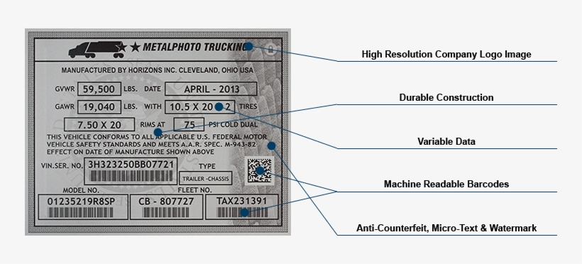 Features Of Metalphoto Barcode Asset Management - Plate Decal Metal Tag ...