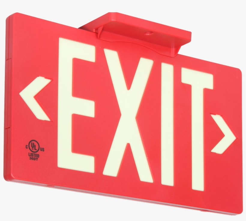 Photoluminescent Fire Safety Exit Signs - Red Photoluminescent Exit ...