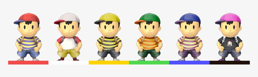 Ness Palette - Super Smash Bros Brawl Ness Transparent PNG - 768x172 ...