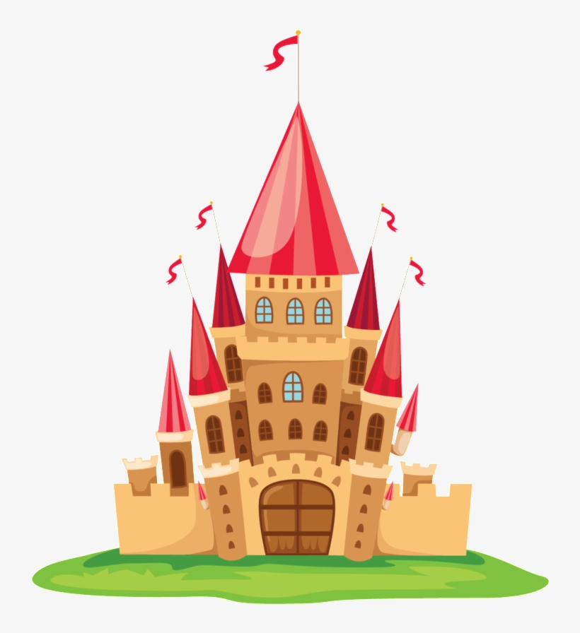 Cartoon Fairytale Castle Pattern Design - Transparent Background Castle Clipart Transparent PNG ...