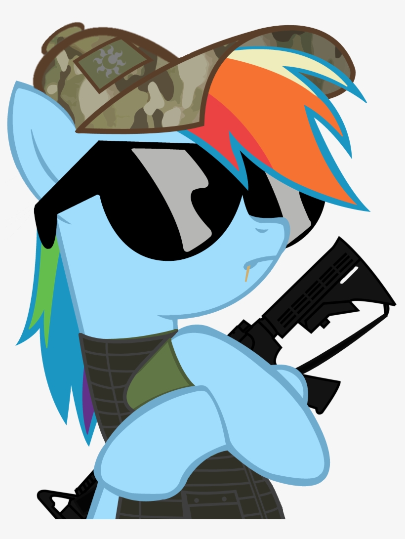 Totallynotabronyfim, Body Armor, Clothes, Gun, Hat, - Rainbow Dash With ...