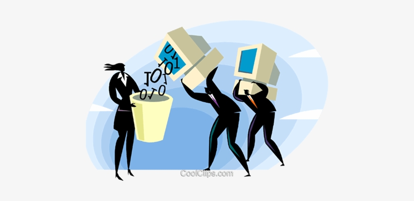 Man Dumping Old Data Into Trash Can Royalty Free Vector - Demonstration ...