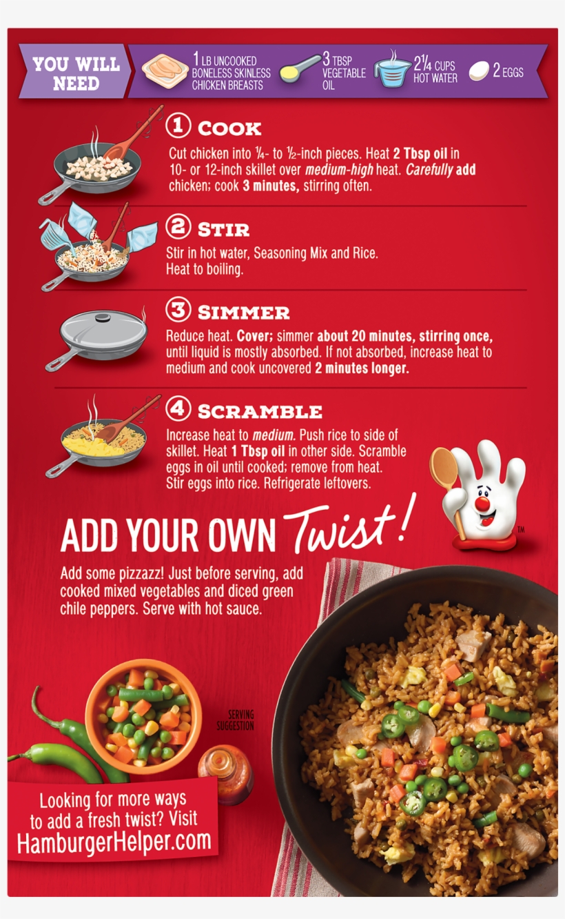 Chicken Helper Rice & Seasoning Mix, Chicken Fried Transparent PNG ...