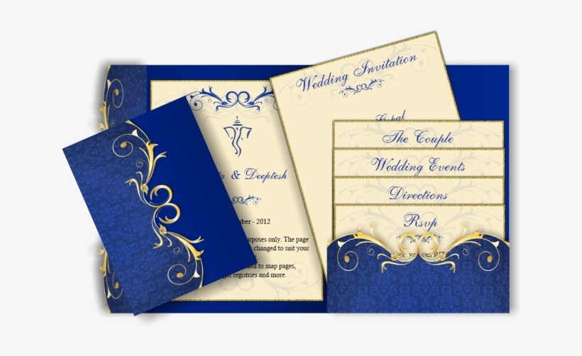 Pocket Style Email Indian Wedding Invitation Card Design Blue Wedding 